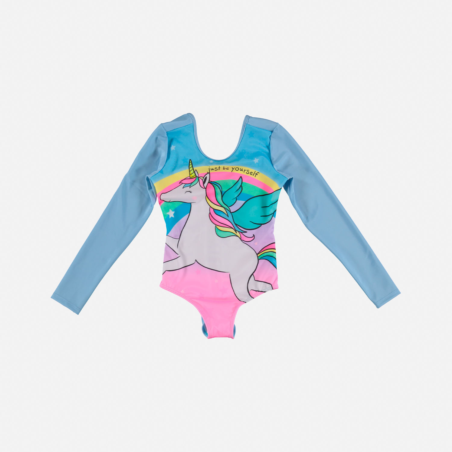 Vestido De Baño Entero De Niñamanga Larga Azul Claro De Mic