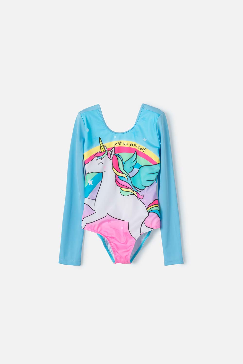 Vestido De Baño Entero Mic Manga Larga Azul Para Niña Ponemos La